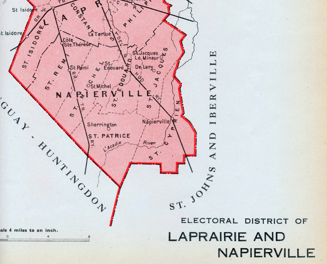 1915 Antique Map of Laprairie and Napierville, Quebec, Canada ...