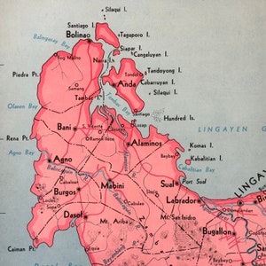1959 Large Vintage Map of Pangasinan, Philippines - VERY RARE MAP ...