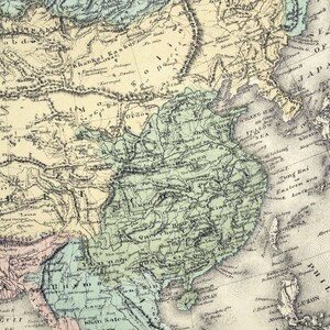1880 Antique Map of Asia - Antique Asia Map - Handcolored Map - Rare ...