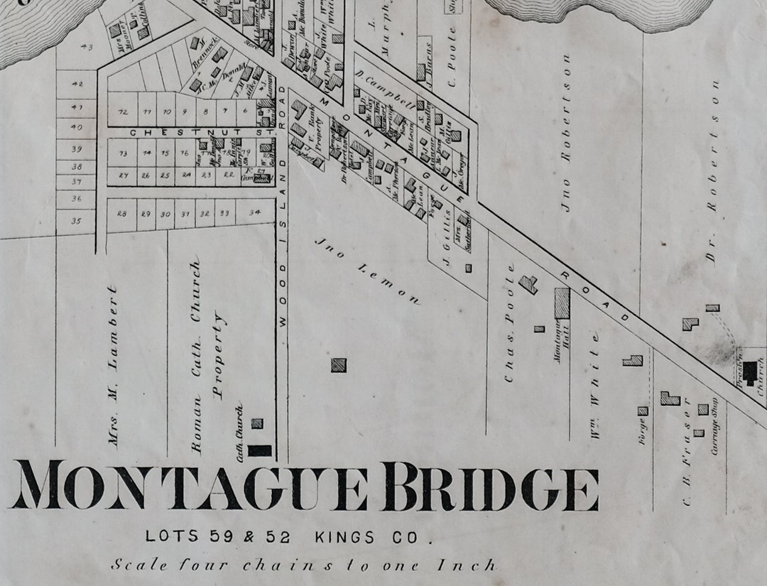 Antique Map of Montague Bridge, PEI, Lots 59 and 52 - Pownal, Lot 40 ...