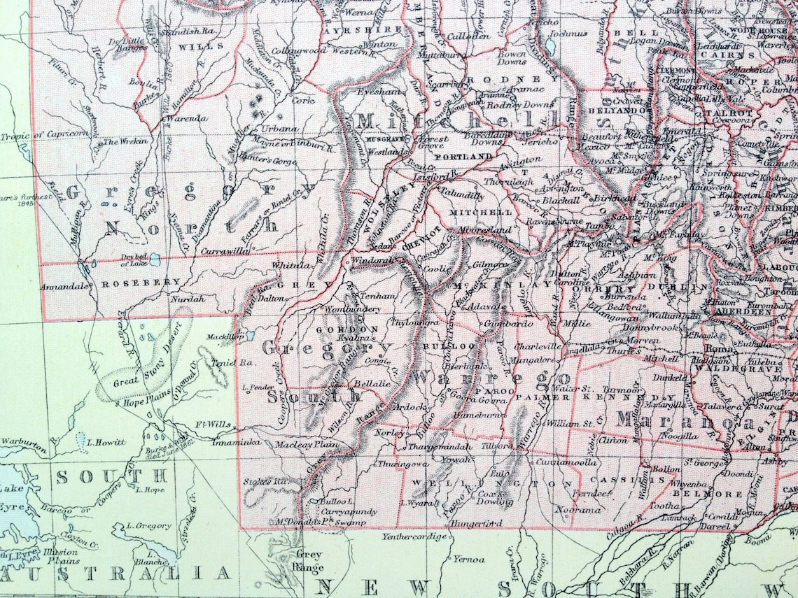 1901 Antique Map of Queensland, Australia - Etsy