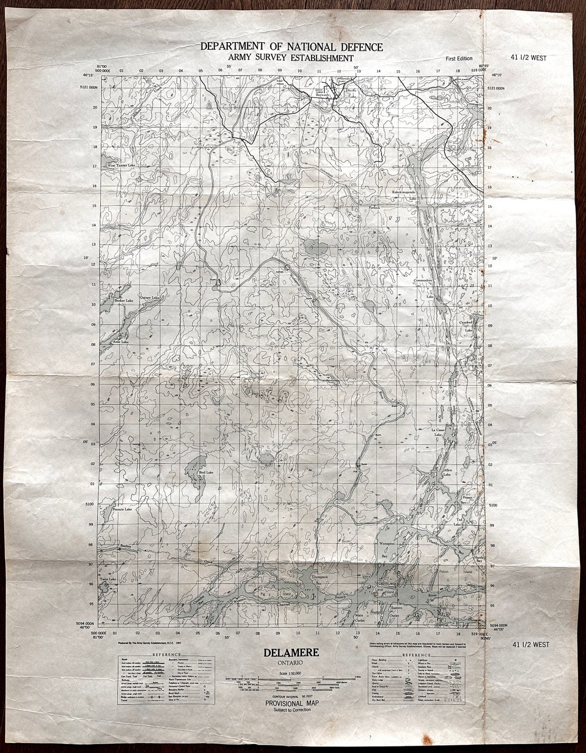 1957 Map of Delamere, Ontario. Where Do You Cottage Series. - Lake ...