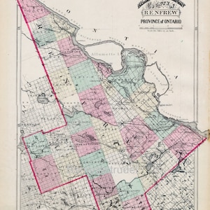 1875 Antique Map of the County of Renfrew, Ontario, Canada - Renfrew ...