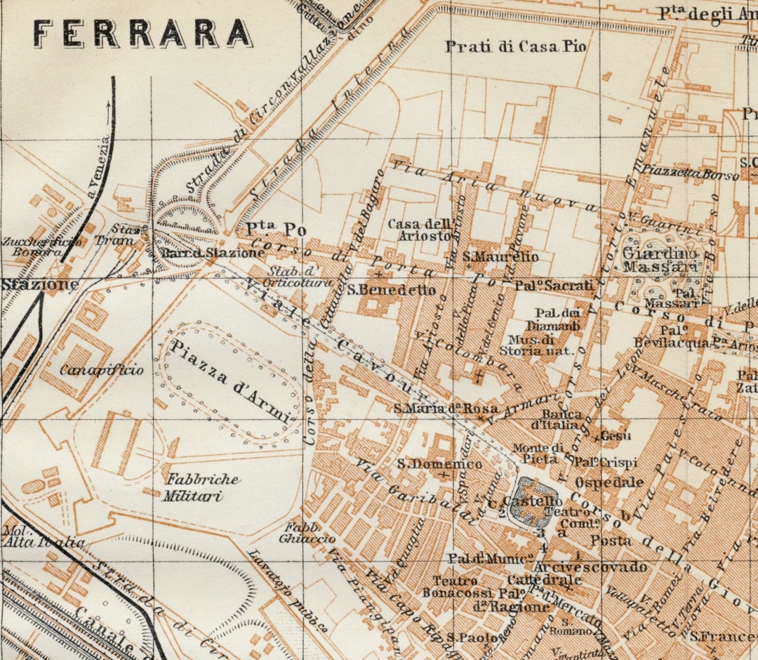 1913 Antique City Map of Ferrera, Italy - Northern Italy - Etsy