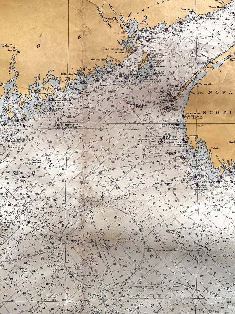 1965 Large Map of Cape Sable to Cape Hatteras Massachusetts - Etsy
