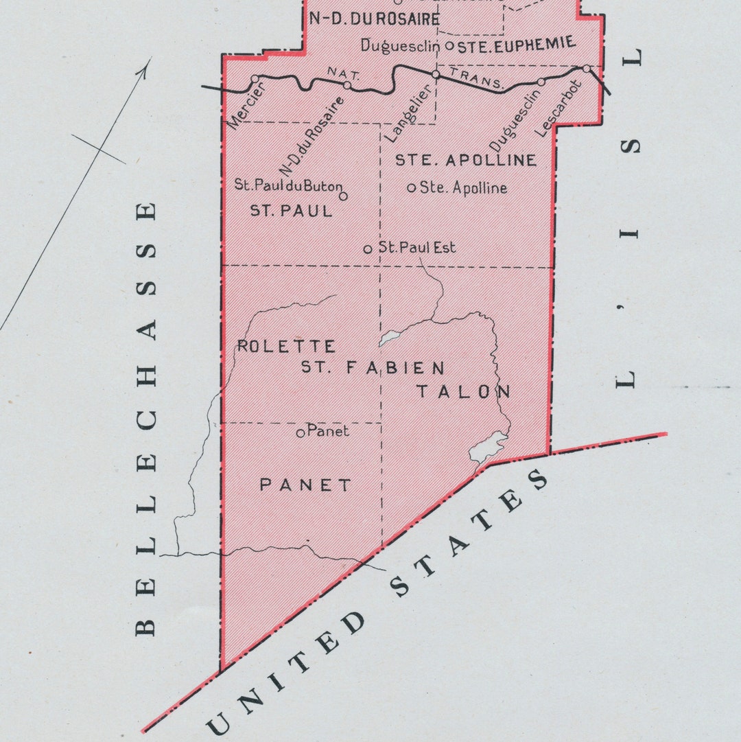 Antique Map of Montmagny, Quebec, Canada 1915 Vintage Electoral Map It ...