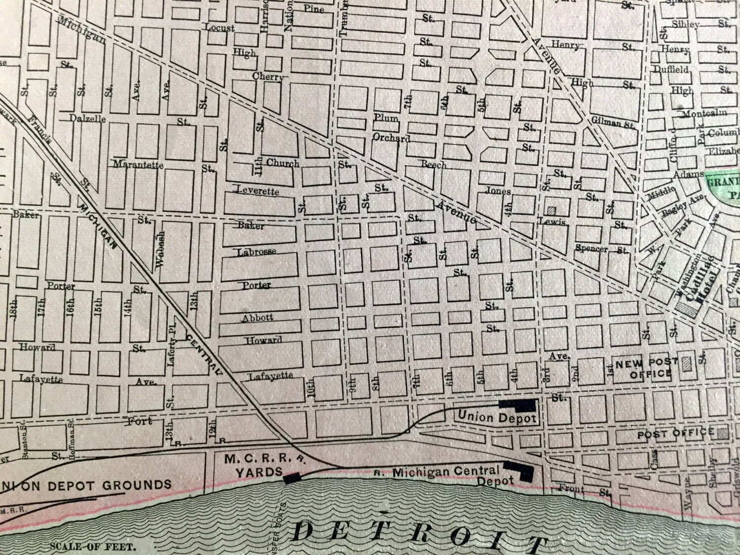 1900 Antique Map of Detroit, Main Portion - Etsy