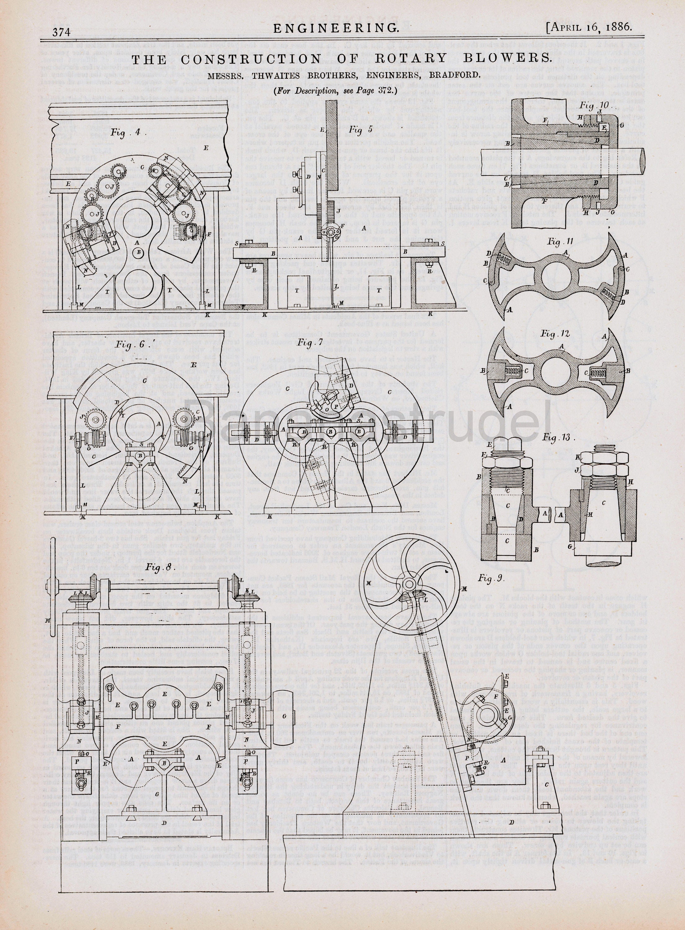 1886 Antique Engineering Drawing the Construction of Rotary - Etsy UK
