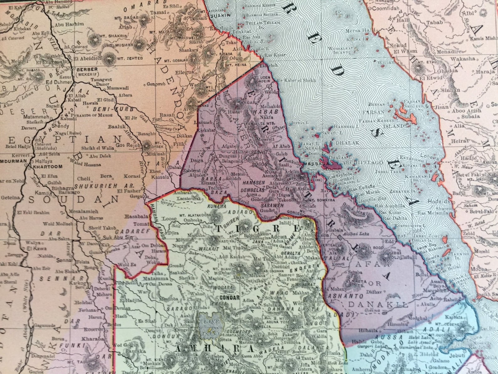 1898 Antique Map of Abyssinia and Surrounding Countries | Etsy