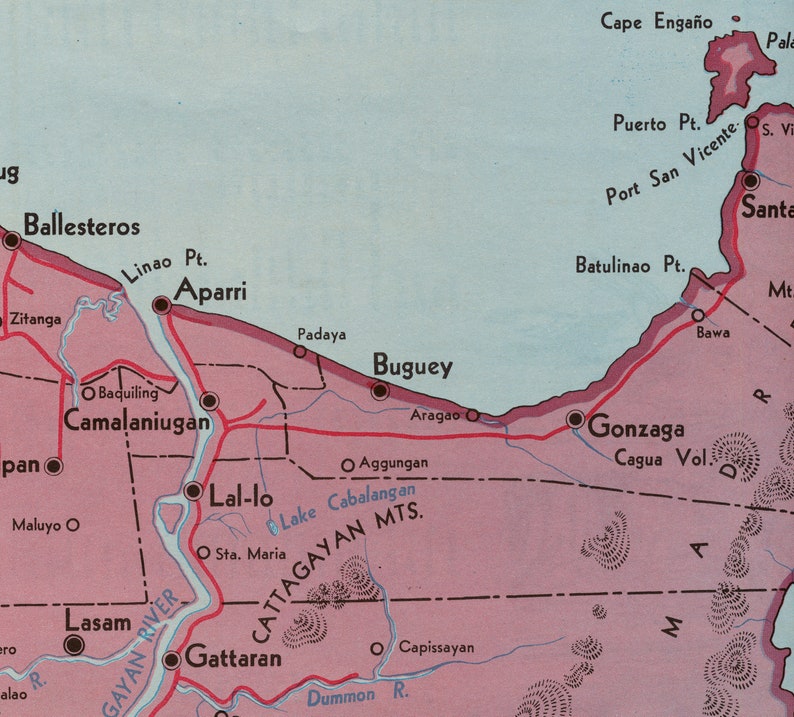 Cagayan, Philippines - RARE Large Vintage 1959 Map - Tuguegarao ...