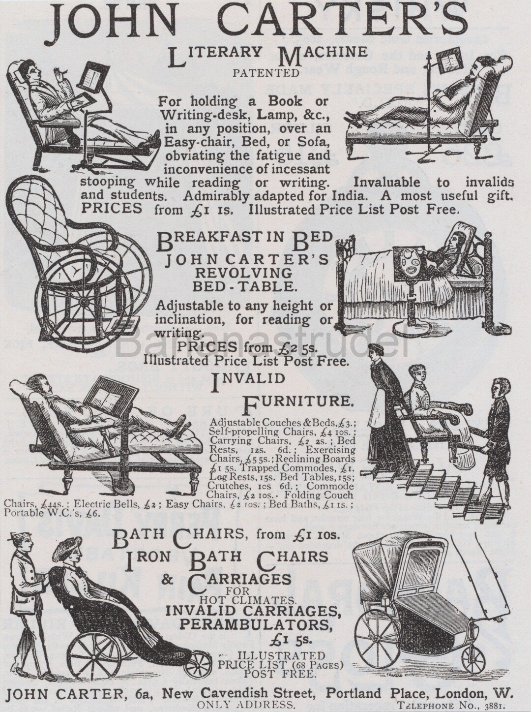 1889 Rare Antique Advertisement for John Carter's Literary Machines ...