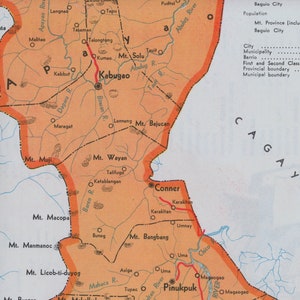 Mountain Province, Philippines - RARE Large Vintage 1959 Map - Baguio ...