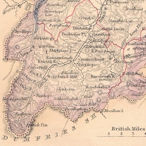 1862 Rare Vintage Map of Selkirk Shire, Scotland - Handcolored - Etsy