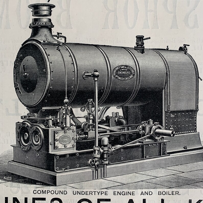 1889 Rare Antique Advertisement for Engines of All Kinds - Boilers ...