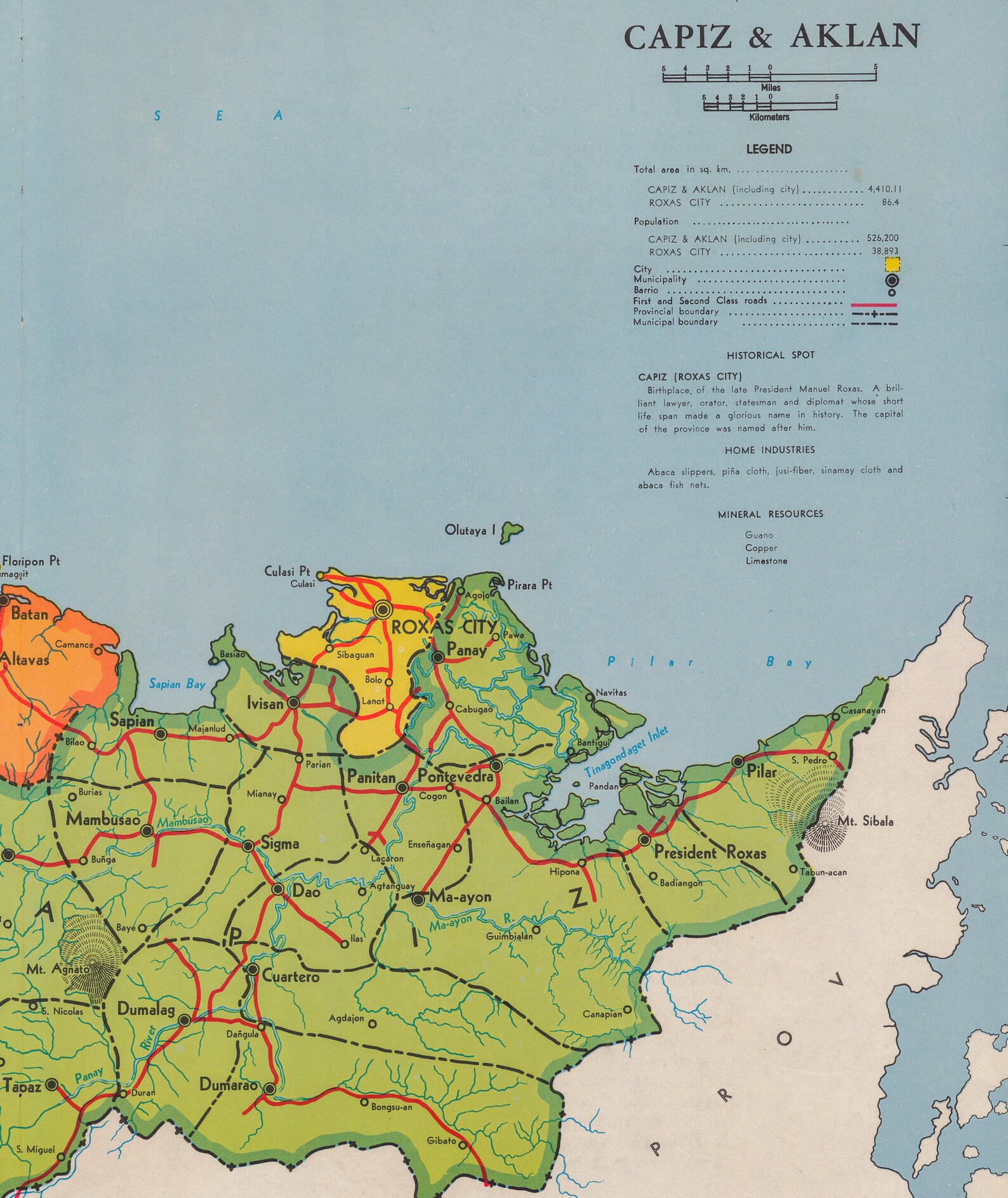 Capiz and Aklan, Philippines RARE Large Vintage 1959 Map Roxas City ...