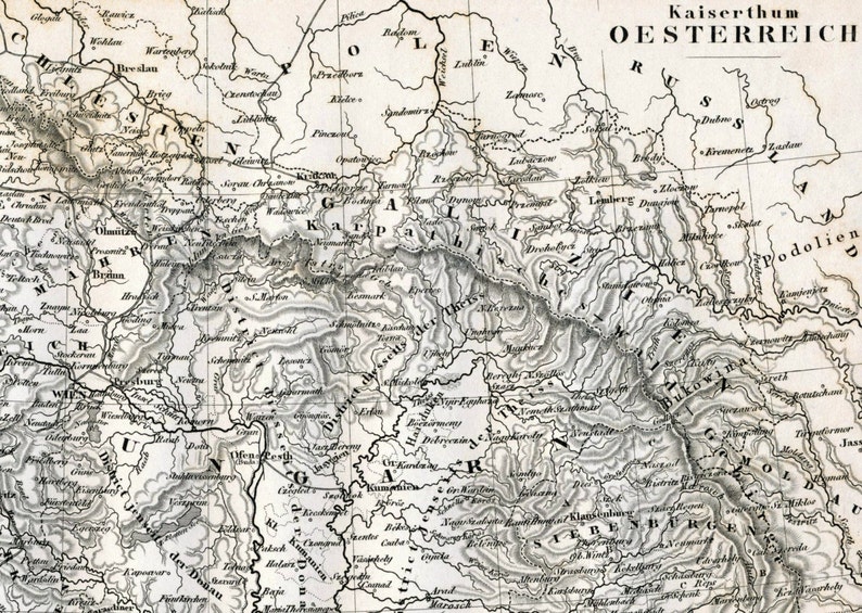 1860 German Vintage Map of the Austrian Empire Historical - Etsy
