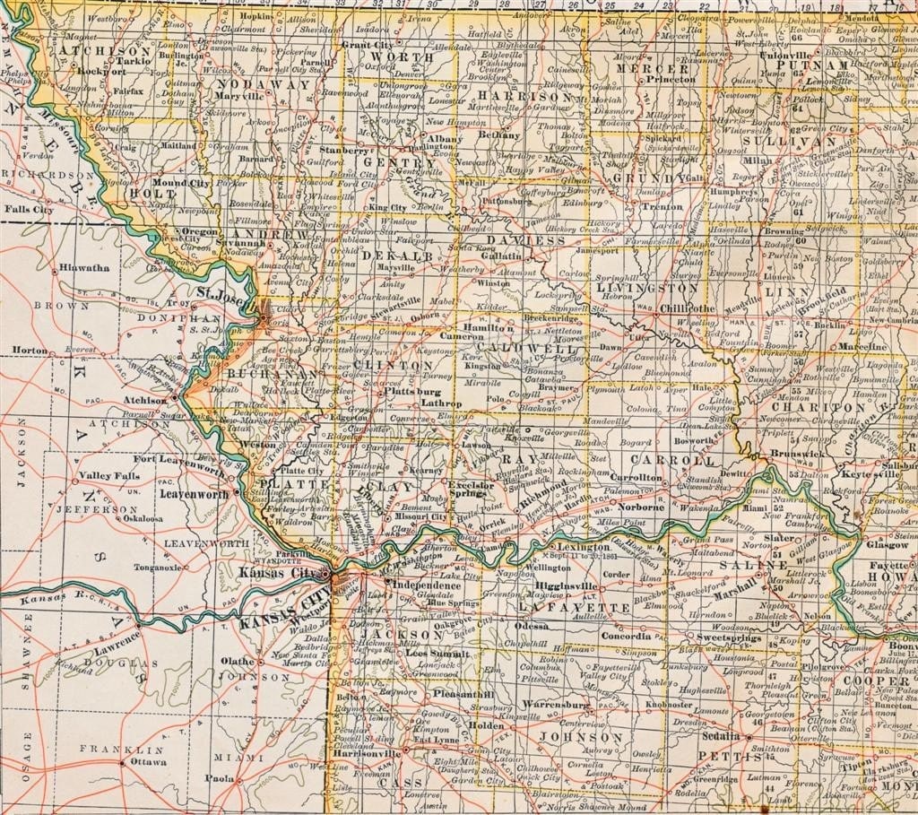 1902 Antique Map of Northern Missouri Antique Missouri Map - Etsy
