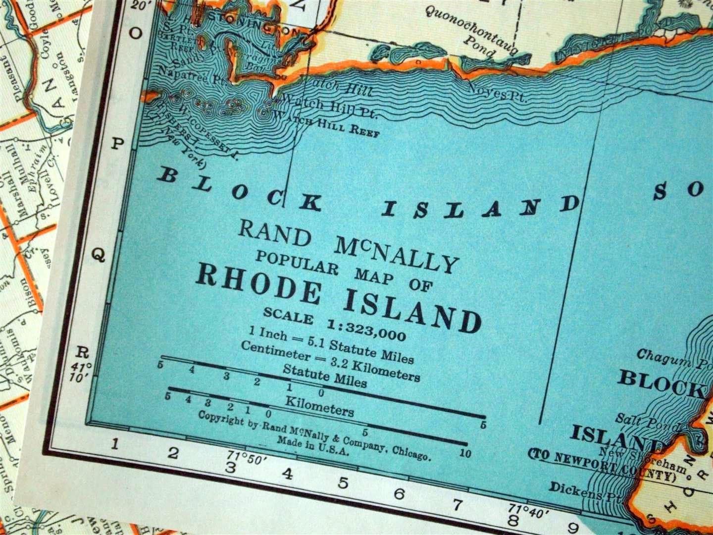 1937 Rhode Island Antique Map Vintage Map 1930s - Etsy