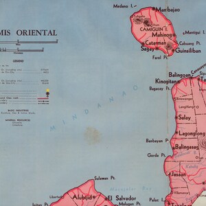 Misamis Oriental, Philippines RARE Large Vintage 1959 Map Cagayan De ...