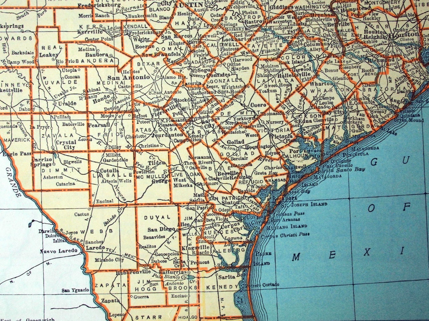 1937 Vintage Map of Texas Vintage Texas Map Texas Vintage - Etsy