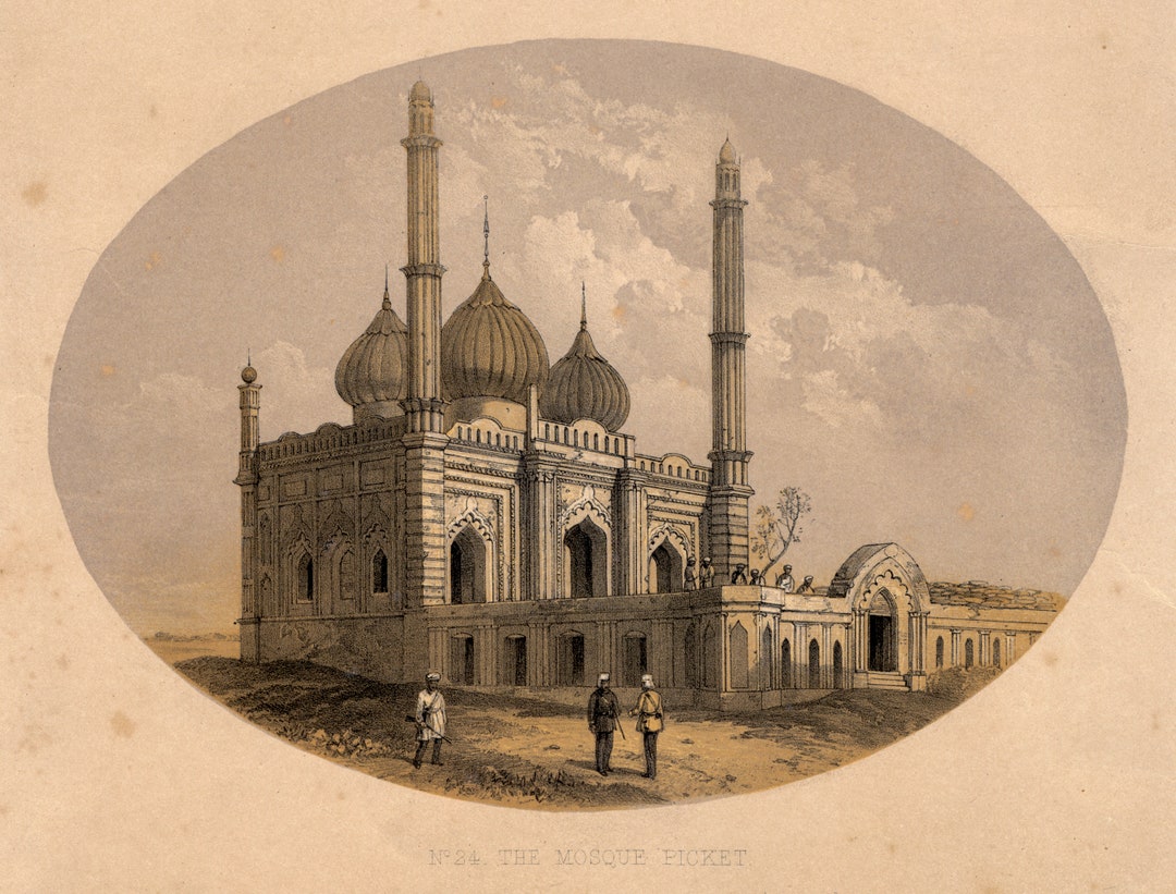 The Siege of Lucknow - Rare Antique 1858 Lithograph - Listening for ...