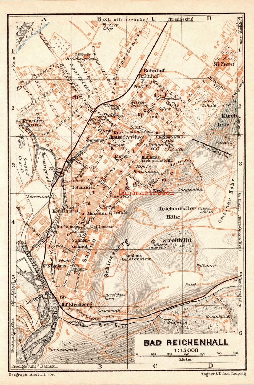 Antique Map of Bad Reichenhall, Germany 1929 City Map - Etsy