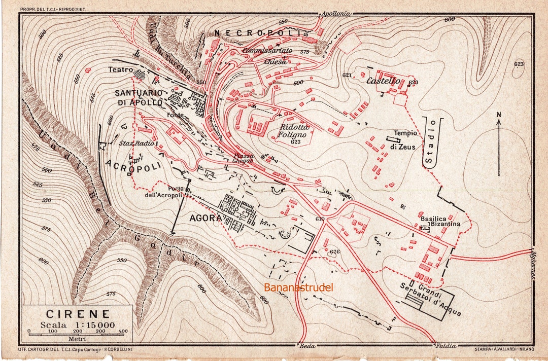 Antique Maps of Cyrene, Syria - Set of Two 1929 Maps - Sanctuary of ...