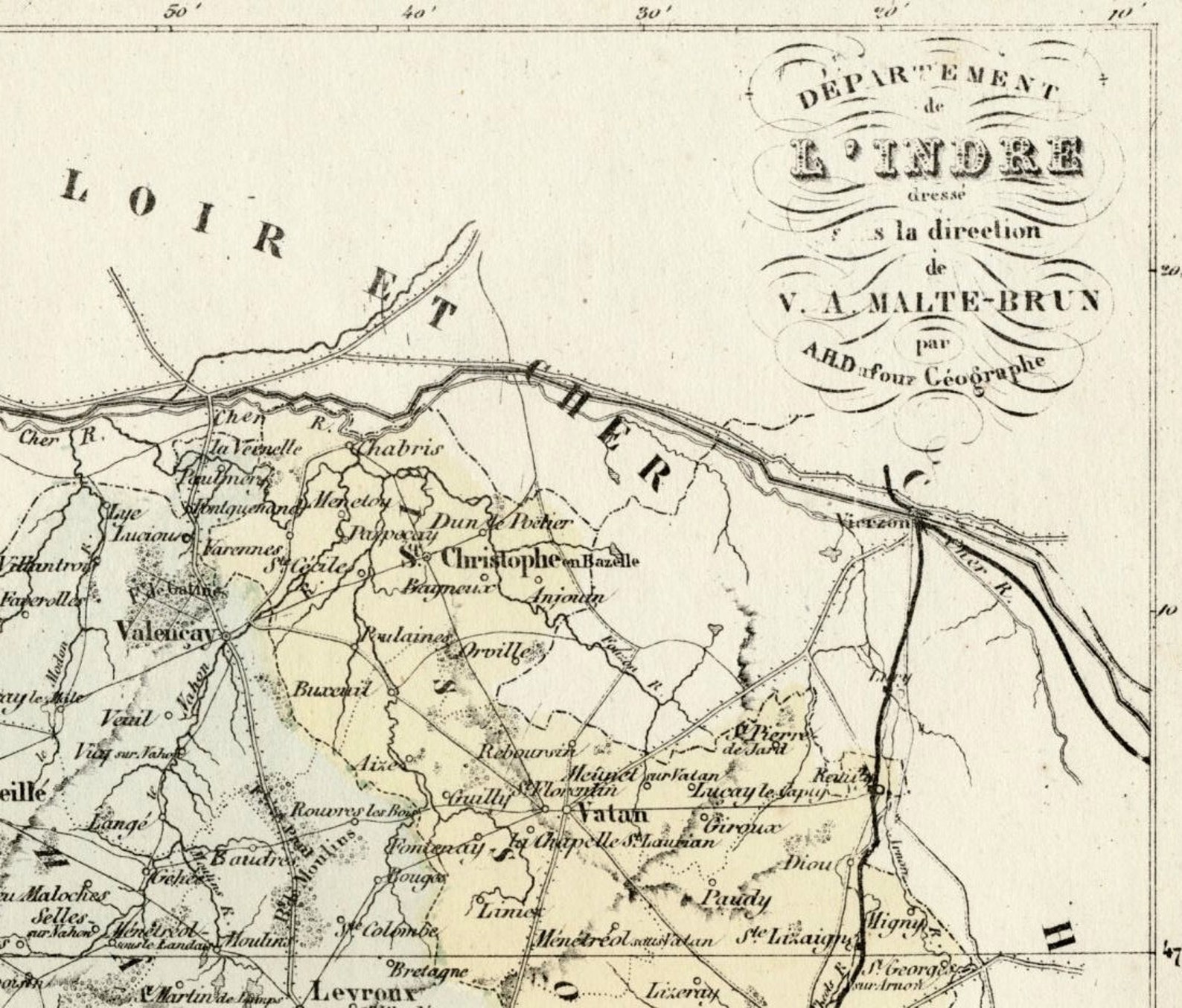 Antique Map of Indre France With Inset of Châteauroux | Etsy