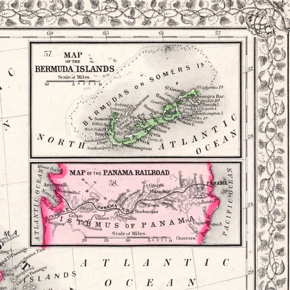 1867 Antique Mitchell Mapa de México Mapa de América Central - Etsy México