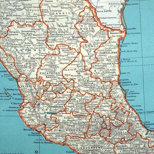 1937 Vintage Map of Mexico - Etsy