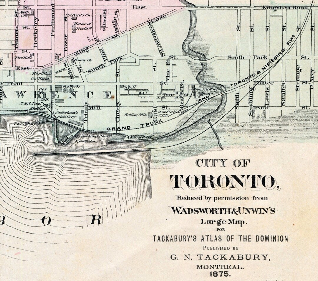 1875 Rare Antique Map of Toronto Ontario Double Page Hand - Etsy Canada