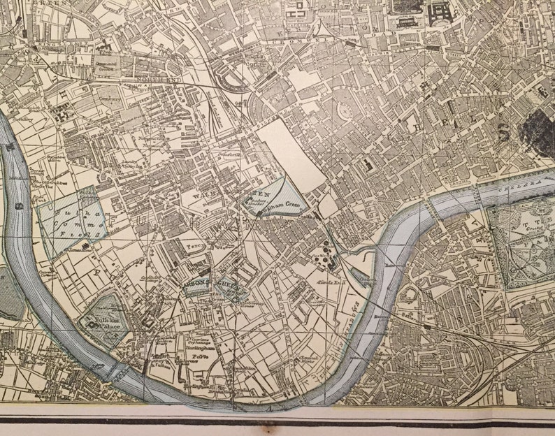 1892 Large Antique Map of London, England - Etsy