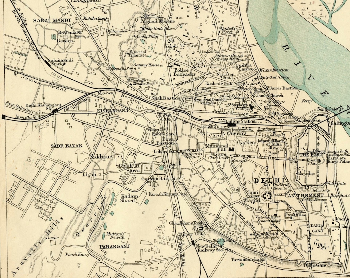 1952 Vintage City Map of Delhi India and Environs | Etsy
