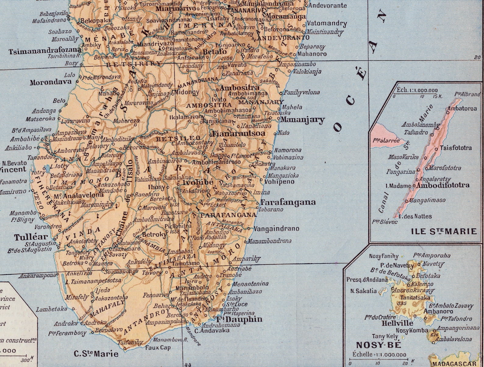 Antique Map of Madagascar, Africa - Iles Comores - Nosy Be Ile Ste ...