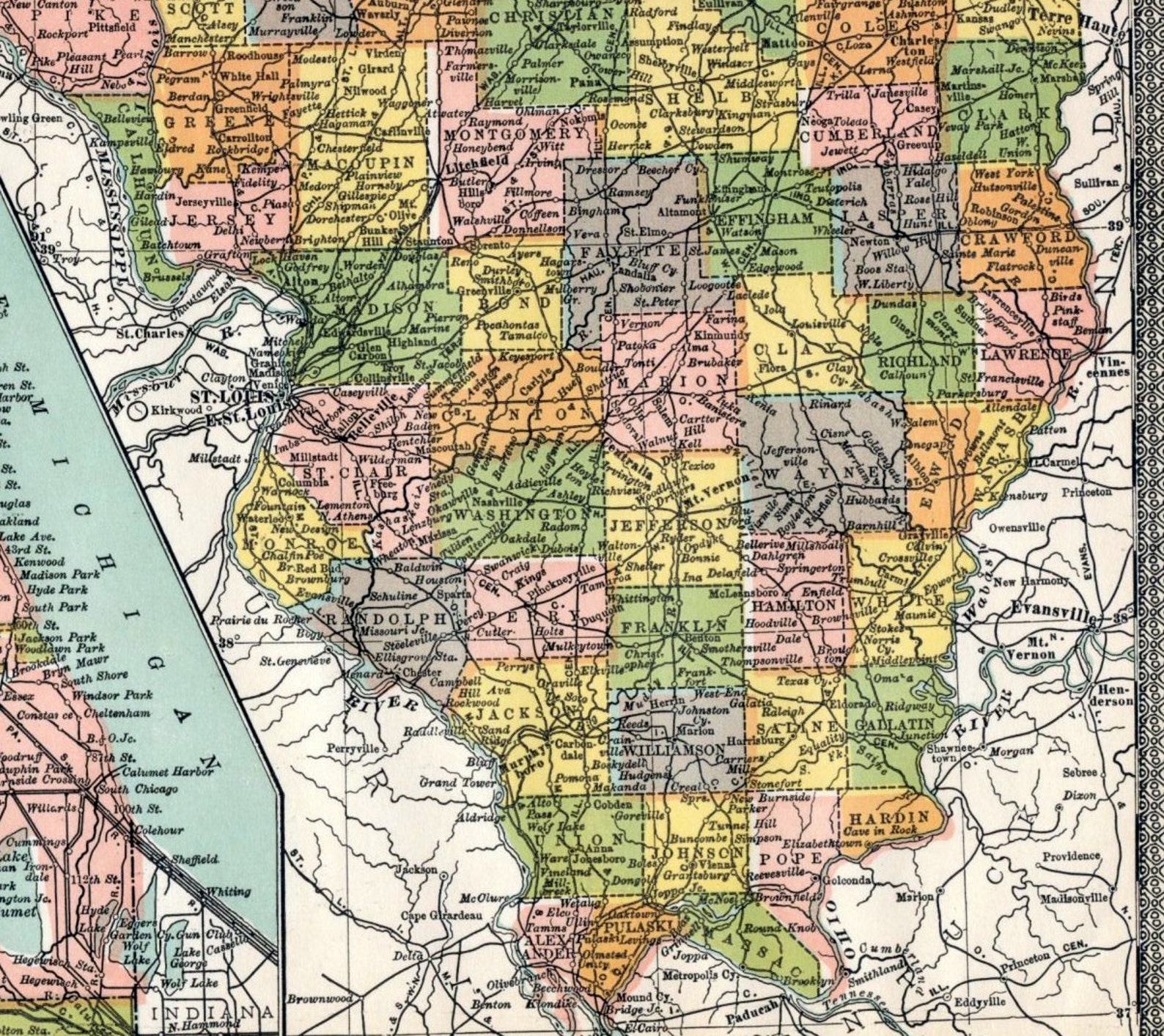 1904 Antique Map of Illinois Inset of Chicago Area Antique | Etsy