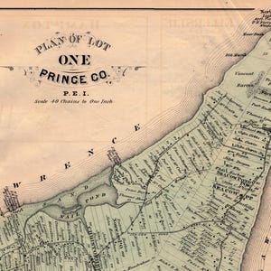 1880 Antique Handcoloured Map of Prince Edward Island - Lot 1 - Prince ...