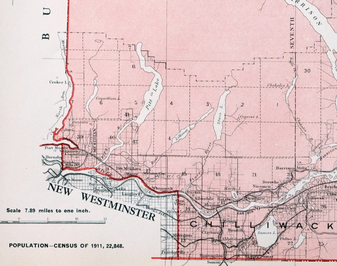 Antique Map of Westminster, British Columbia - 1915 Vintage Electoral ...