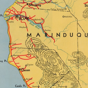 Marinduque, Philippines - RARE Large Vintage 1959 Map - Boac - Mogpog ...