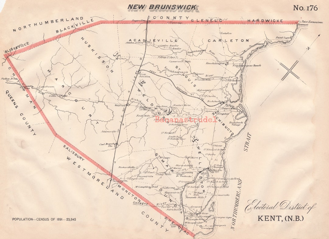 Antique Map of Kent, New Brunswick 1895 Electoral Map It's Where You ...