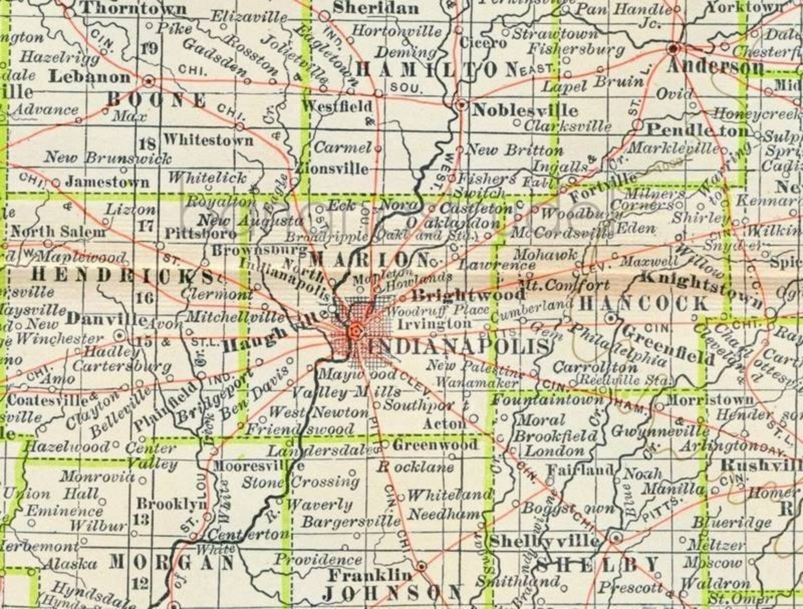 1902 Century Atlas Vintage Map of Indiana Antique Indiana | Etsy