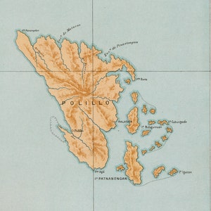 1900 Rare Antique Map of Infanta and Polillo Island, Quezon ...