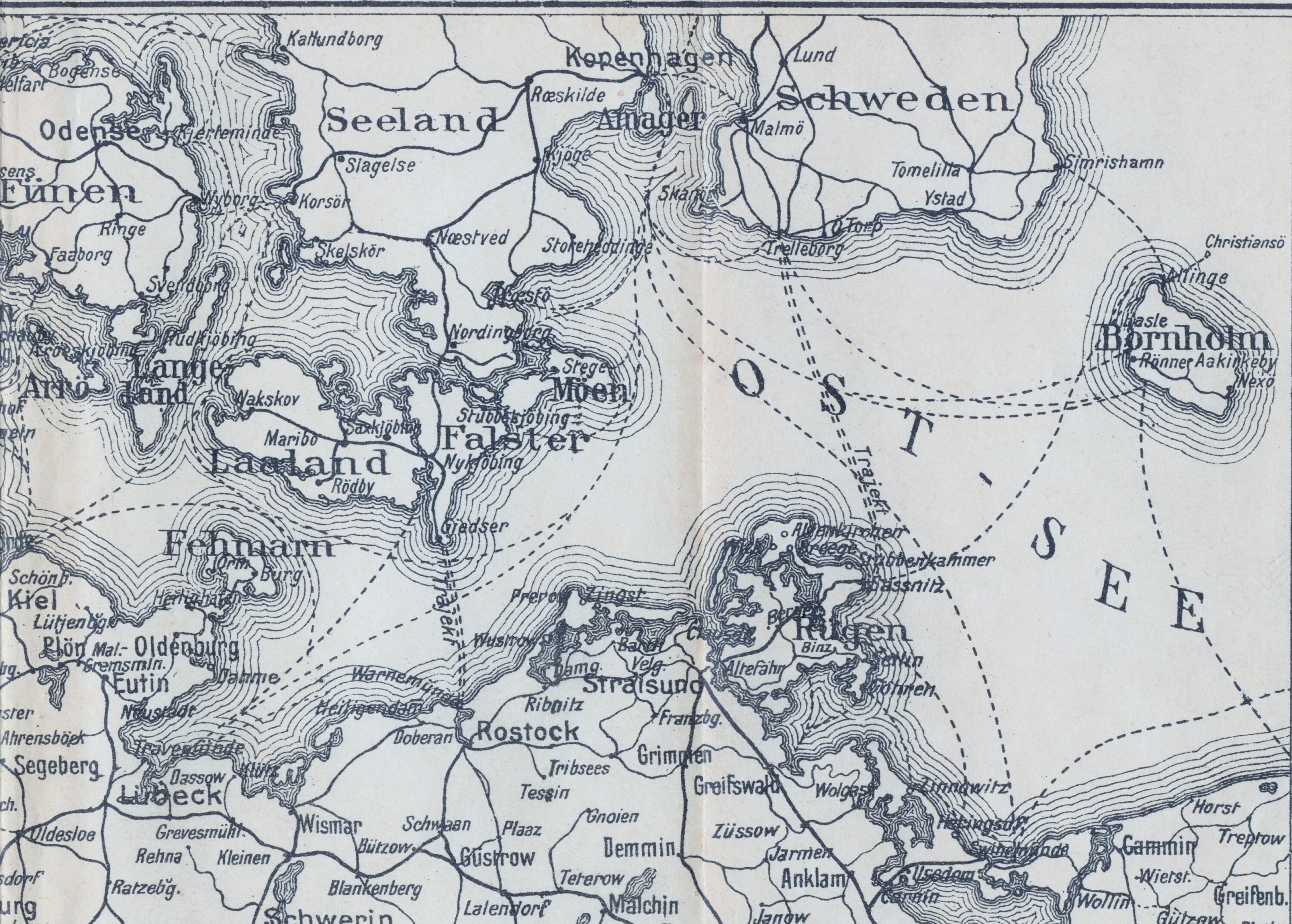 1911 Antique Map of the Baltic Sea and Environs Denmark - Etsy