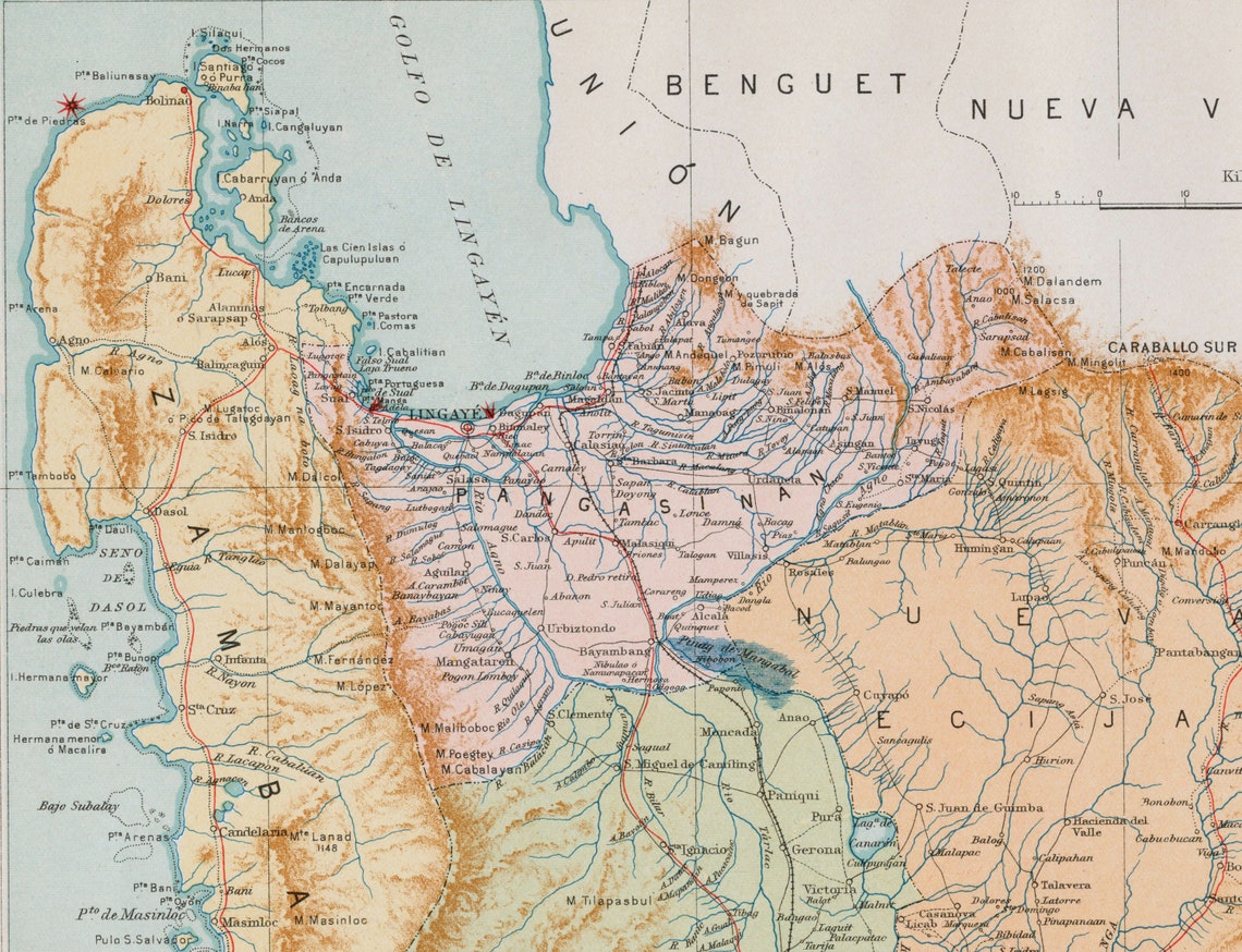 1900 Rare Antique Map of Luzon - Bulacan. Nueva Ecija, Pampanga ...