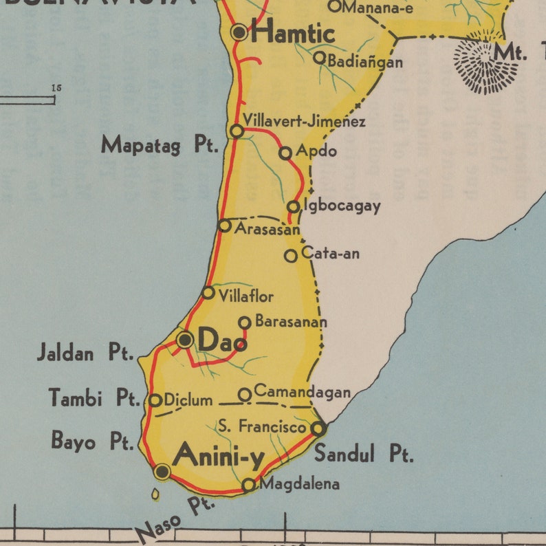 Antique Province, Philippines - RARE Large Vintage 1959 Map - San Jose ...