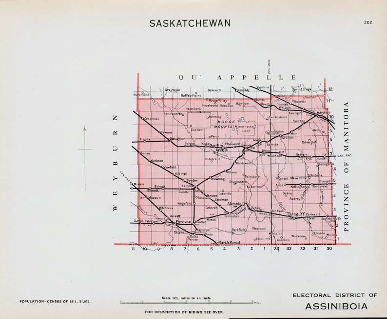 Antique Map of Assiniboia Saskatchewan Canada 1915 Vintage - Etsy