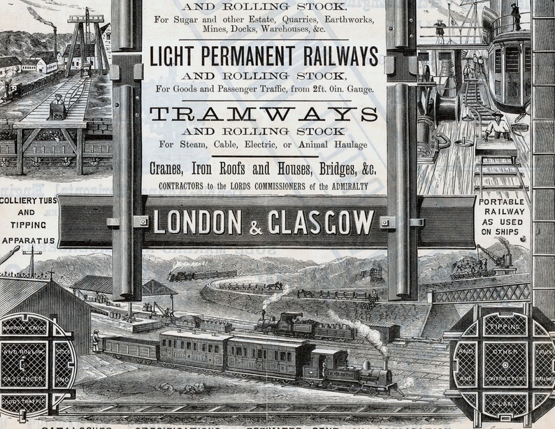 1889 Rare Antique Advertisement for Portable Railways - Kerr, Stuart ...