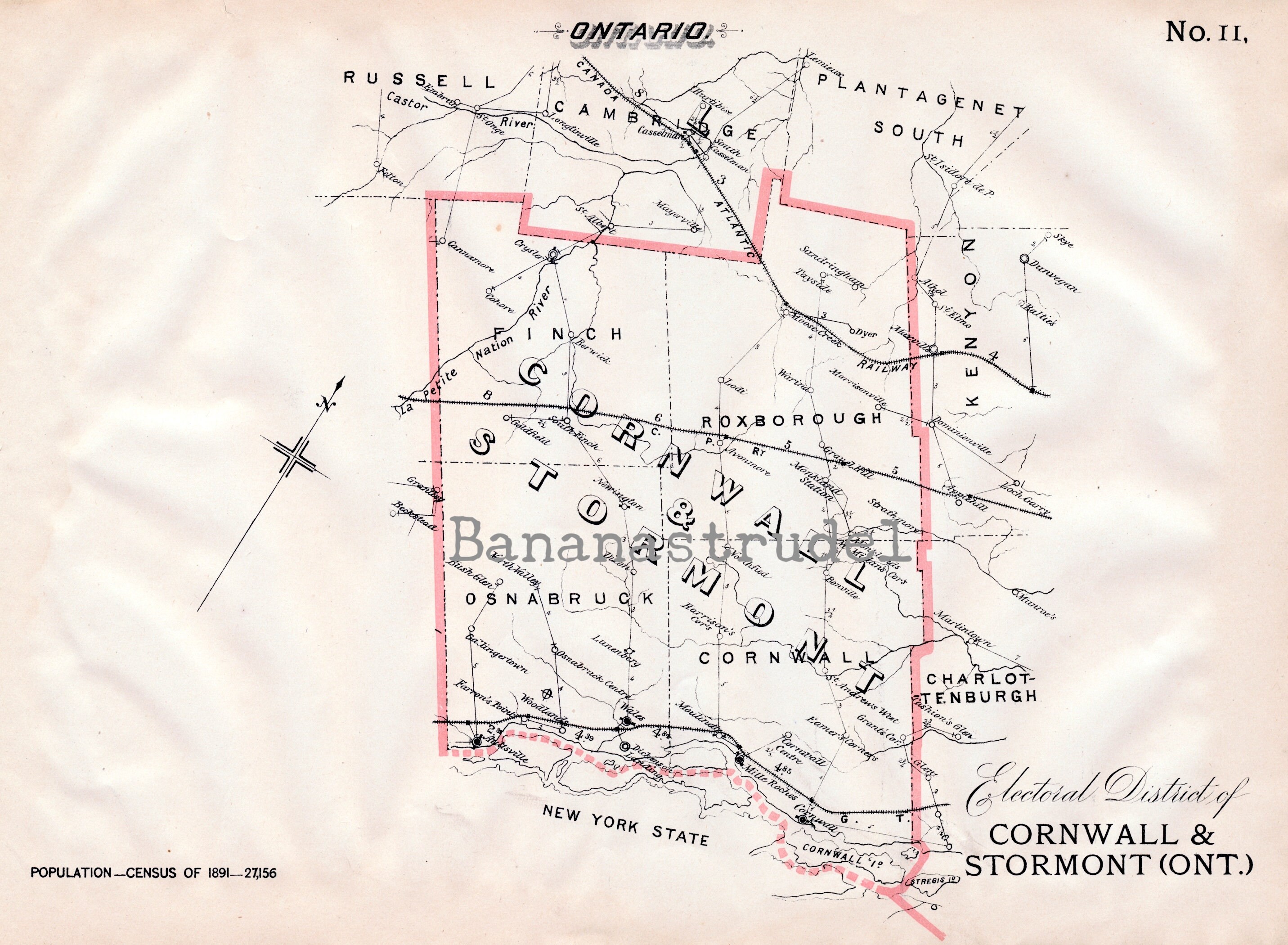 Antique Map of Cornwall and Stormont Ontario Roxborough - Etsy