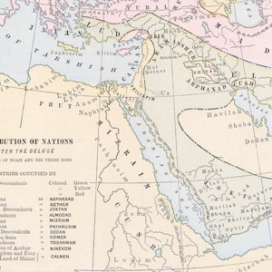 Antique Bible Maps - Distribution of Nations After the Deluge ...