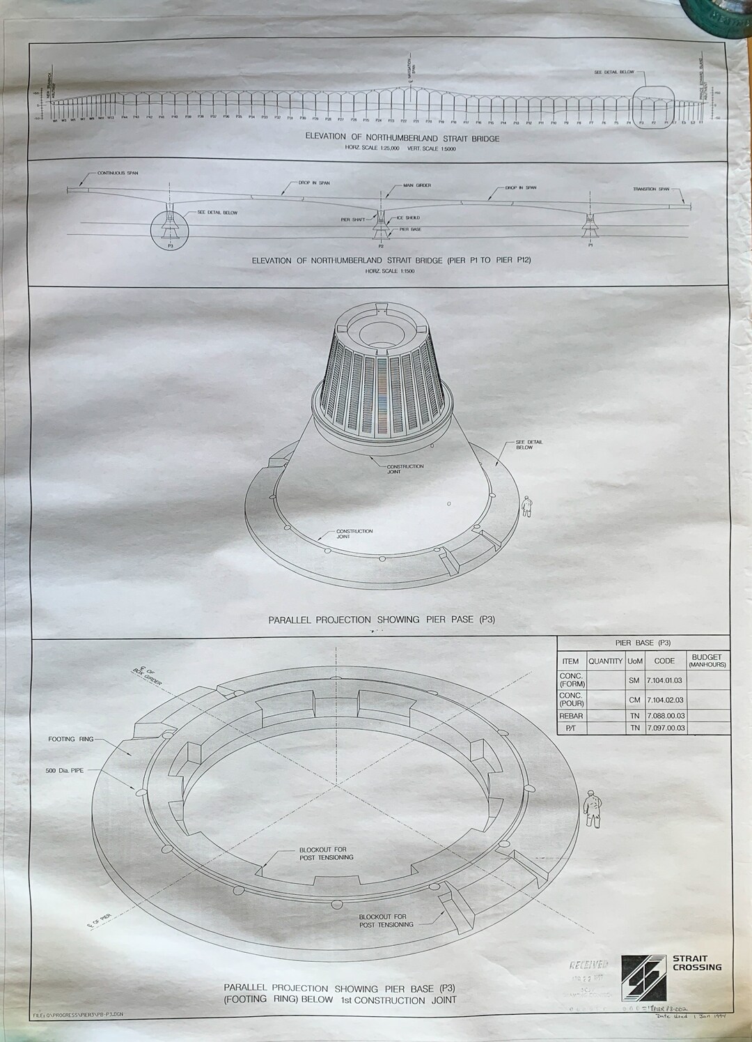 Vintage 1994 Confederation Bridge Blueprint - Northumberland Strait ...
