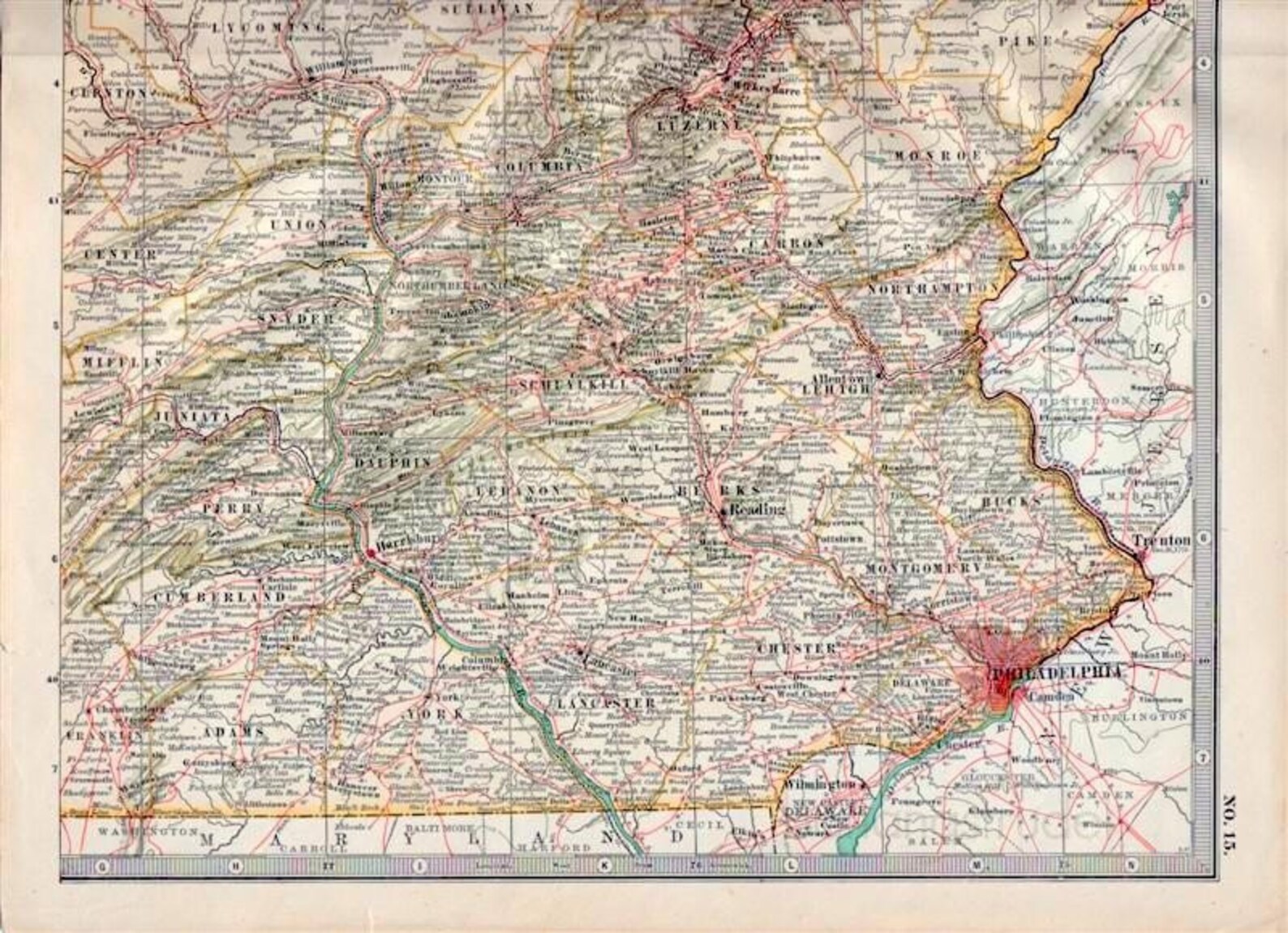 1911 Antique Map of the Eastern Part of Pennsylvania | Etsy